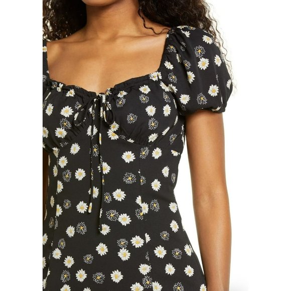 bp | Dresses | Bp Ditsy Floral Tie Front Minidress In Black White Daisy ...